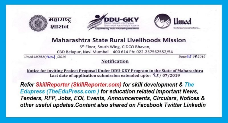 Notice for inviting Project Proposal under DDU-GKY Program in the State of Maharashtra – Skill ...